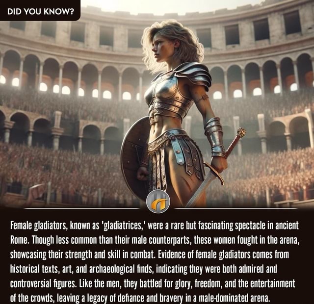 DID YOU KNOW? Female gladiators, known as 'glatiatrices,' were a rare ...