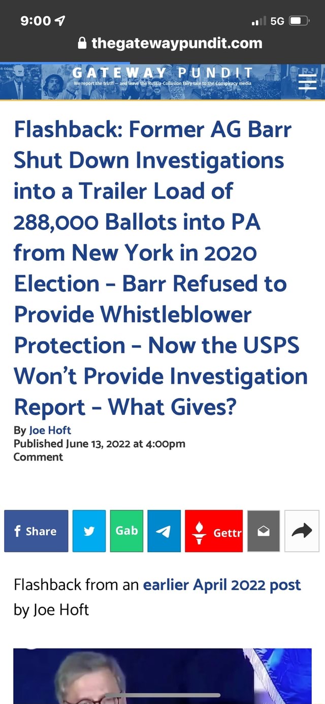 EWAY Flashback: Former AG Barr Shut Down Investigations into a Trailer ...