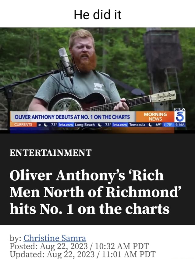 OLIVER ANTHONY DEBUTS AT NO. 1 ON THE CHARTS CURRENTS ktlacom Beach ...