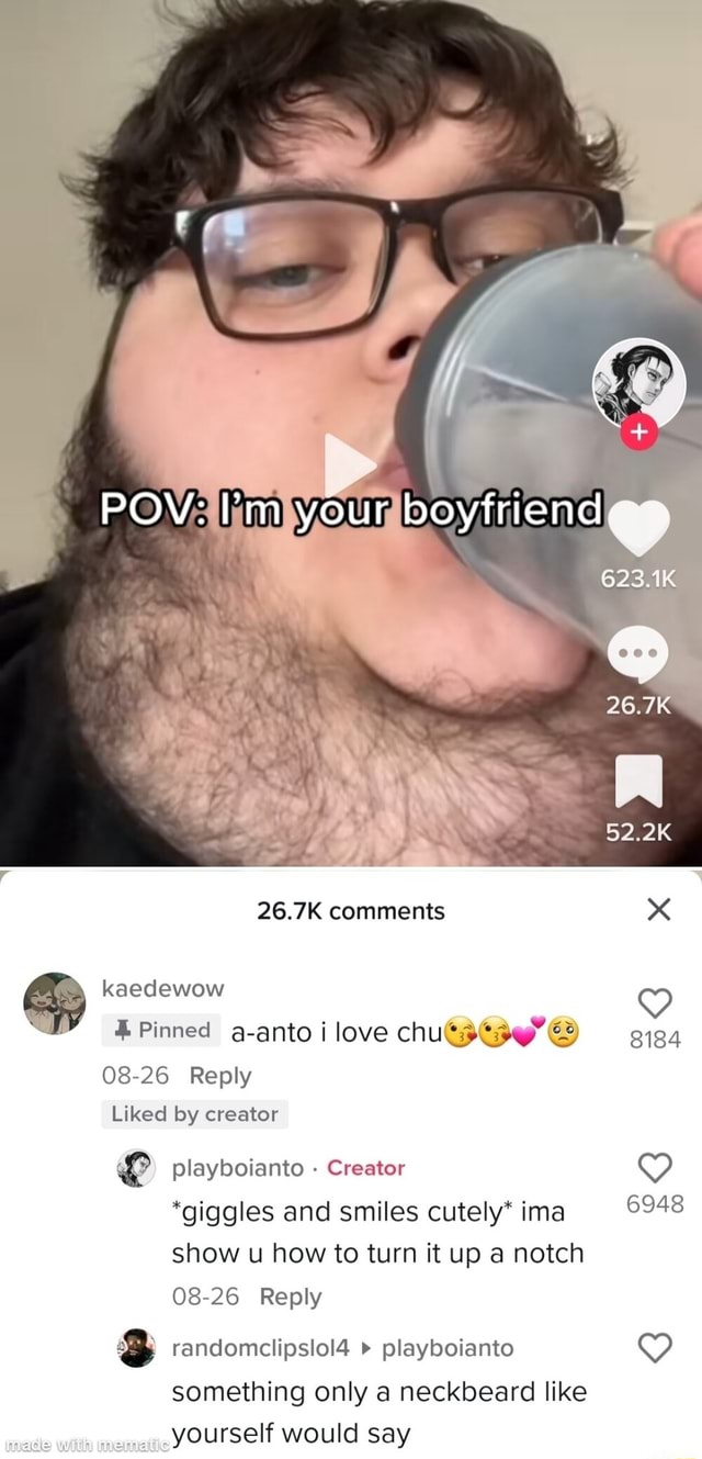 POV: I'm your boyfriend 623.1K 26.7K 26.7K comments x 8184 & kaedewow Pinned a-anto i love Chu ...