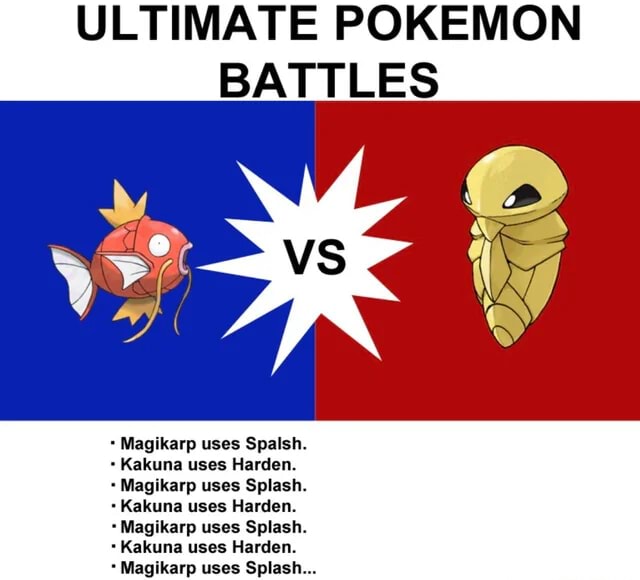 ULTIMATE POKEMON BATTLES + Magikarp uses Spalsh. Kakuna uses Harden ...