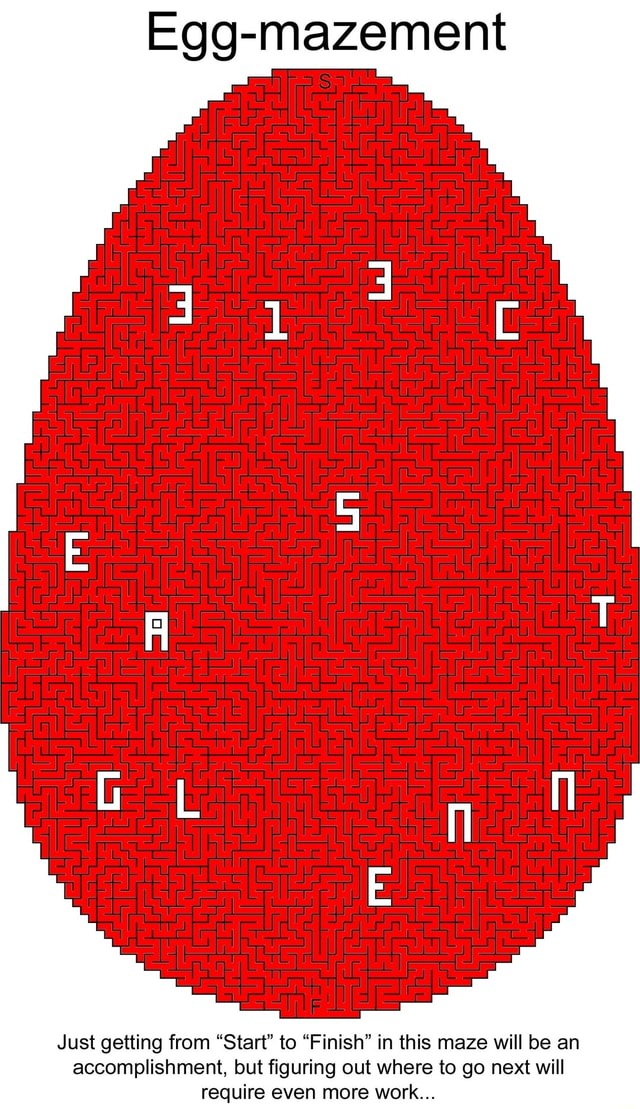 Egg-mazement Just getting from "Start" to "Finish" in this maze will be ...