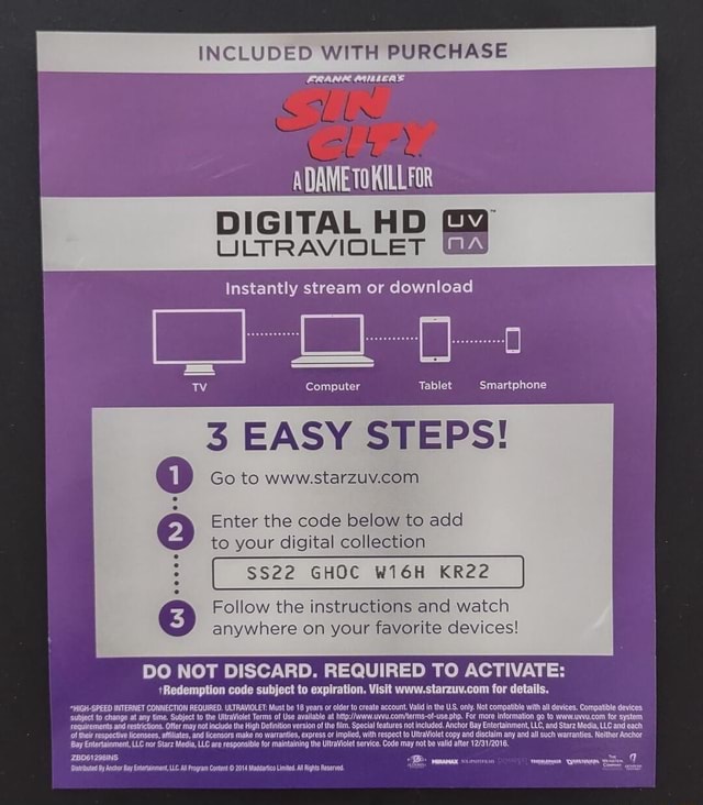 Bought the Bluray/DVD/digital combo pack at a thrift store and ...