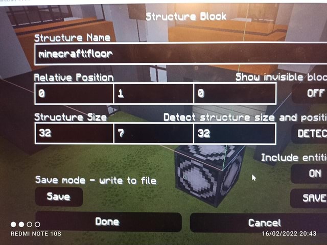 Structure Block Structure Name hetative Position Show invisible bloc ...