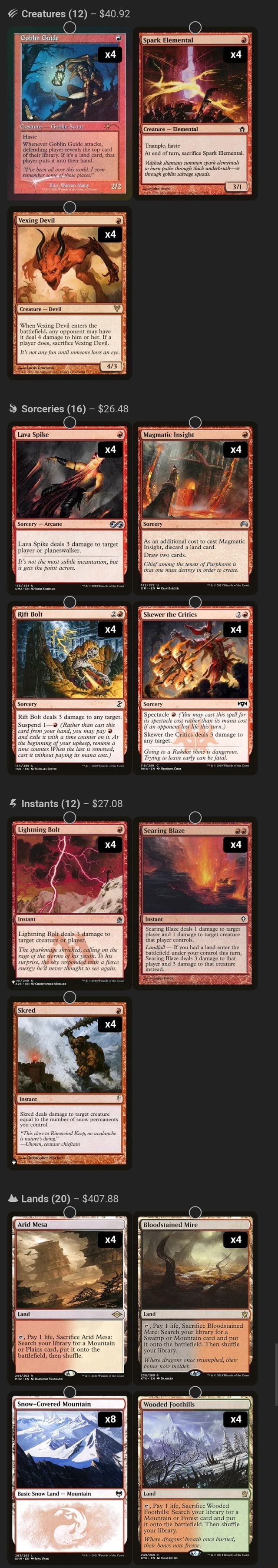 @ Creatures (12) $40.92 Goblin Haste Whenever Goblin Guide attacks ...