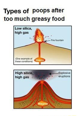 Types of poops after too much greasy food Low silica, high gas - iFunny