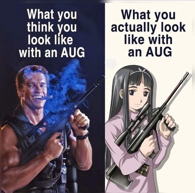 What you think you look like with an AUG What you actually look like ...