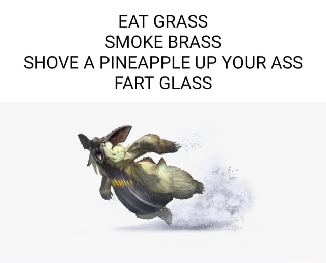 EAT GRASS SMOKE BRASS SHOVE A PINEAPPLE UP YOUR ASS FART GLASS - iFunny