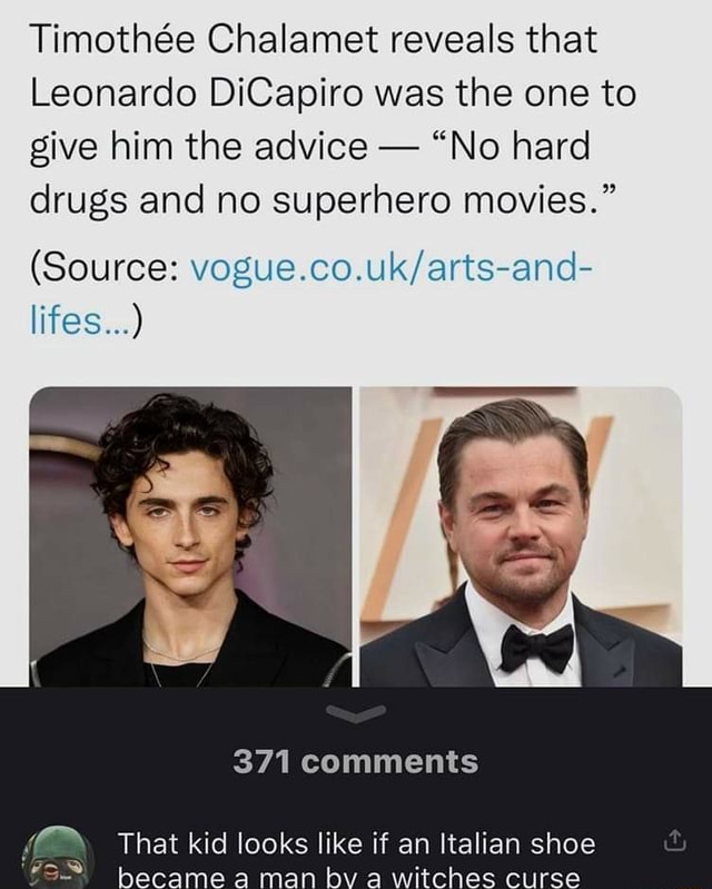 Timothe Chalamet reveals that Leonardo DiCapiro was the one to give him ...