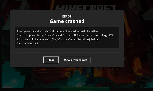 ERROR Game crashed The game crashed whilst mouseclicked event handler ... ERROR Game crashed The game crashed whilst mouseclicked event handler ...