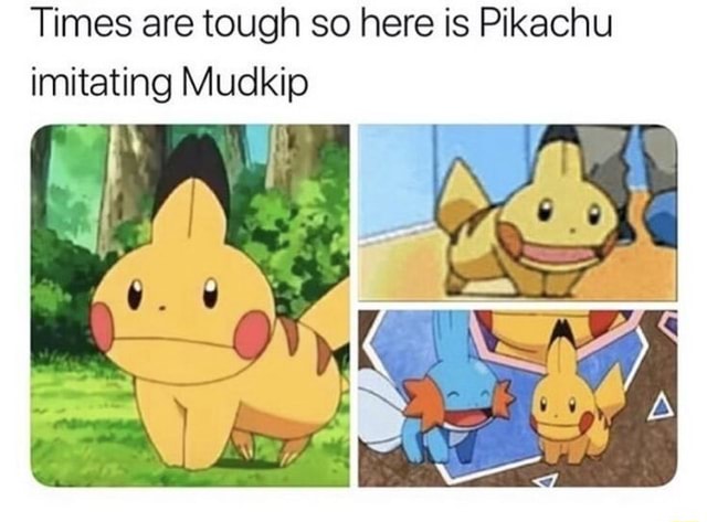 Times are tough so here is Pikachu imitating Mudkip - iFunny