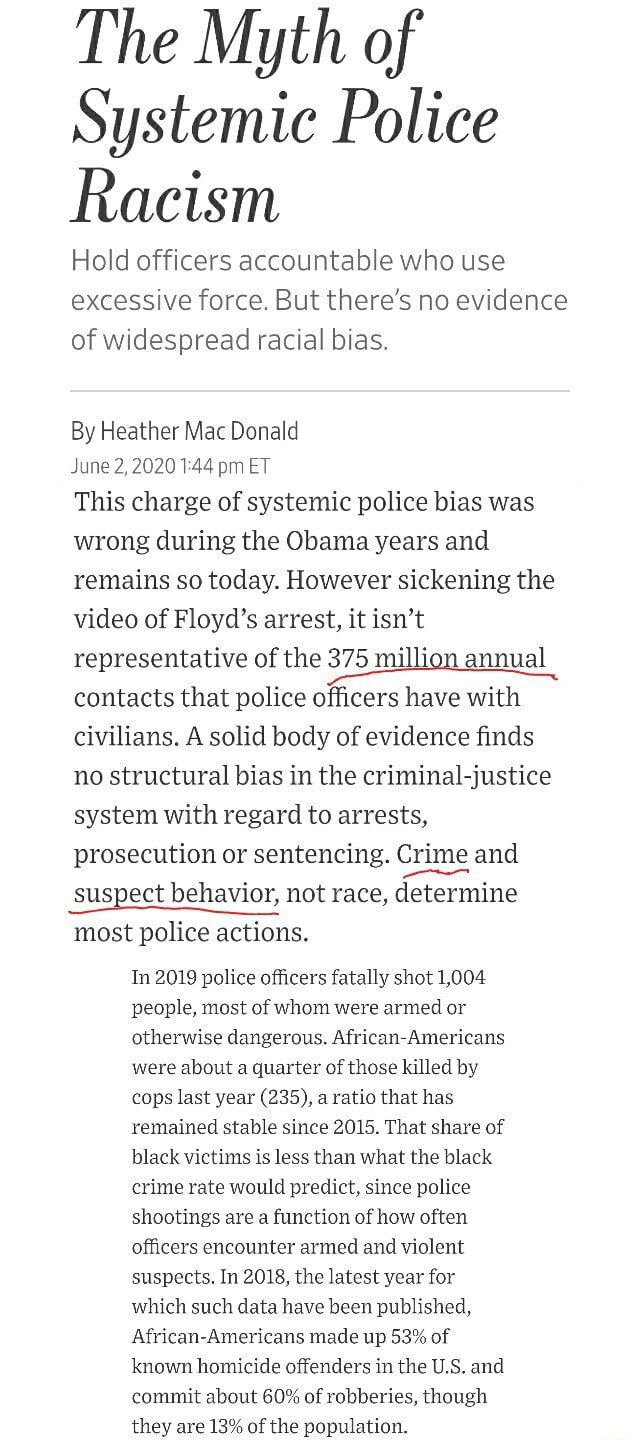 The Myth of Systemic Police Racism Hold officers accountable who use ...