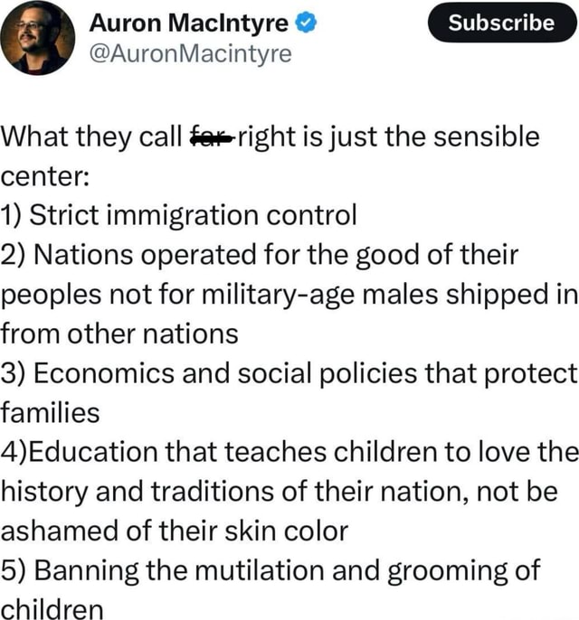 Auron Macintyre @AuronMacintyre What they call right is just the ... Auron Macintyre @AuronMacintyre What they call right is just the ...