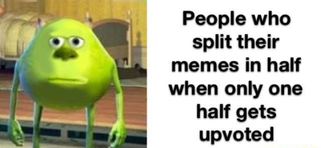 People who split their memes in half when only one half gets upvoted ...