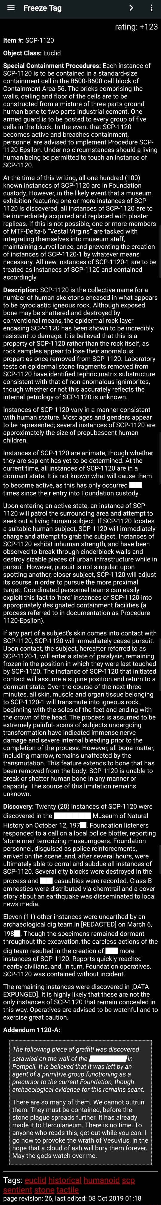Special Containment Procedures: Each instance of SCP-1120 is to be ...