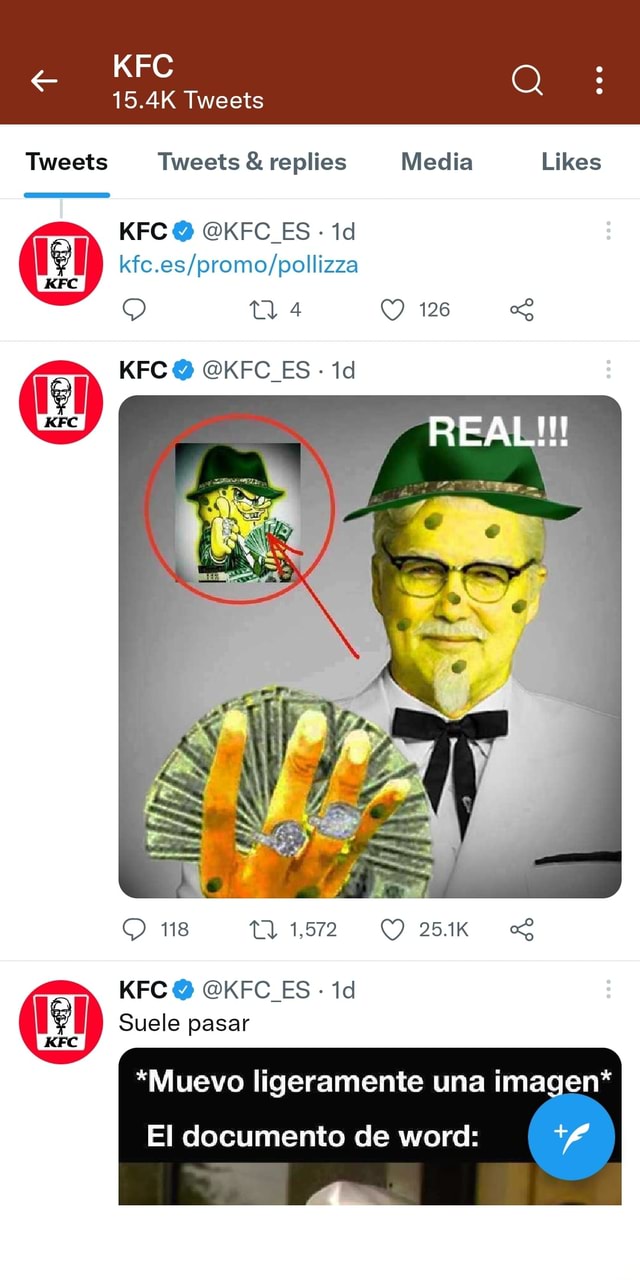KFC Tweets Tweets & replies Media Likes 126 KFC @ @KFC_ES - KFC KFC ...