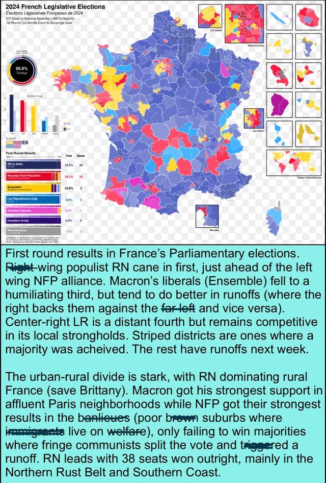 2024 French Legislative Elections Ele de 2024 First round results in ...