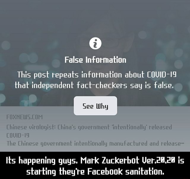 False Information This post repeats information about COUID-I9 that ...