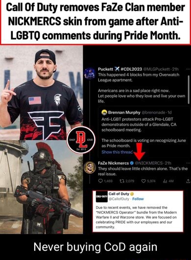 Call Of Duty removes FaZe Clan member NICKMERCS skin from game after ...