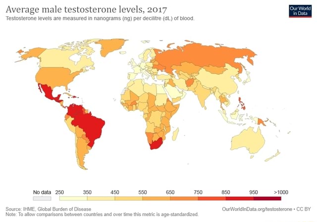 Average male testosterone levels, 2017 Testosterone levels are measured ...