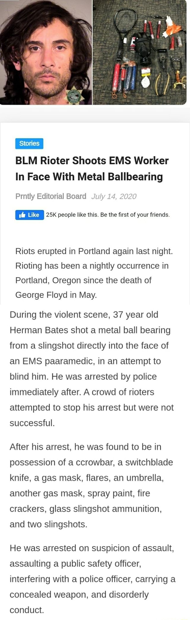 BLM Rioter Shoots EMS Worker In Face With Metal Ballbearing Prntly ...