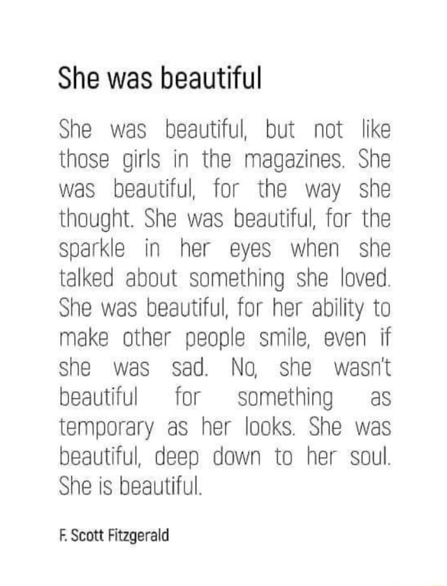 She was beautiful She was beautiful, but not like those girls in the ...