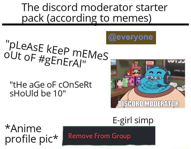 The discord moderator starter pack (according to memes) mM "tHe aGe oF ...