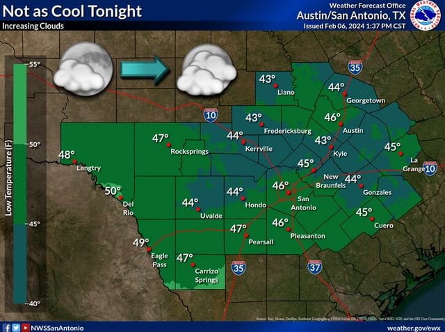 Not as Cool Tonight Increasing Clouds Low Temperature (F) (F) (F ...