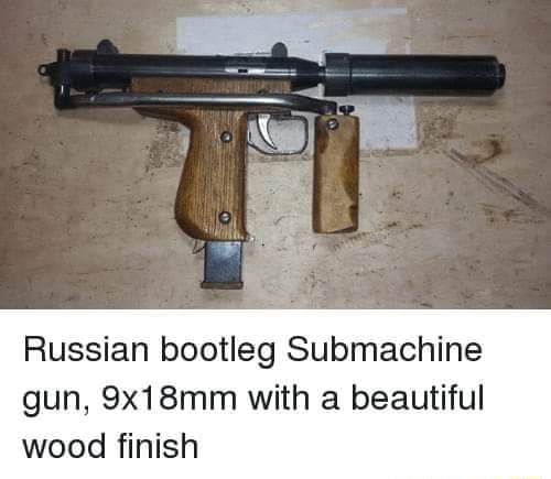 Russian bootleg Submachine gun, 9x18mm with a beautiful wood finish ...