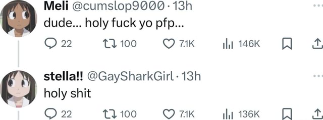 Meli @cumslop900@ dude... holy fuck yo pfp... 22 an 100 AT li4ek Al ...
