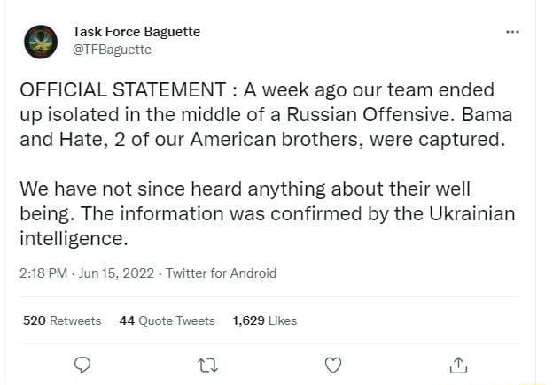 Task Force Baguette @TFBaguette OFFICIAL STATEMENT : A week ago our ...