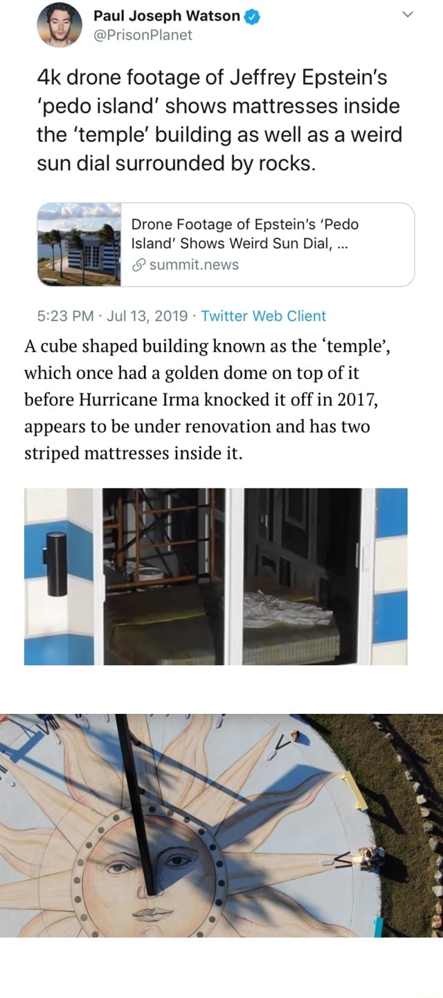 4k drone footage of Jeffrey Epstein’s 'pedo island’ shows mattresses ...