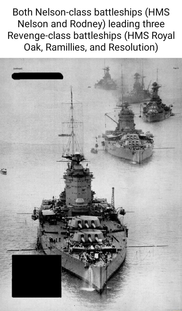 Both Nelson-class battleships (HMS Nelson and Rodney) leading three ...