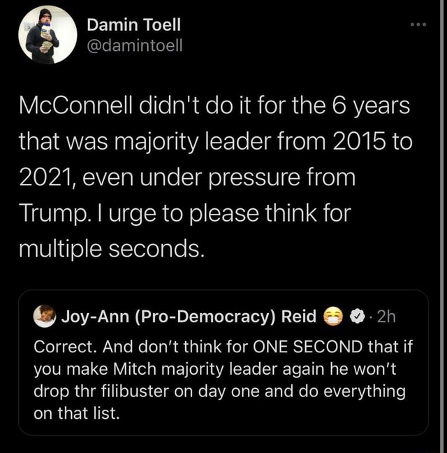 Damin Toell @damintoell McConnell didn't do it for the 6 years that was ...