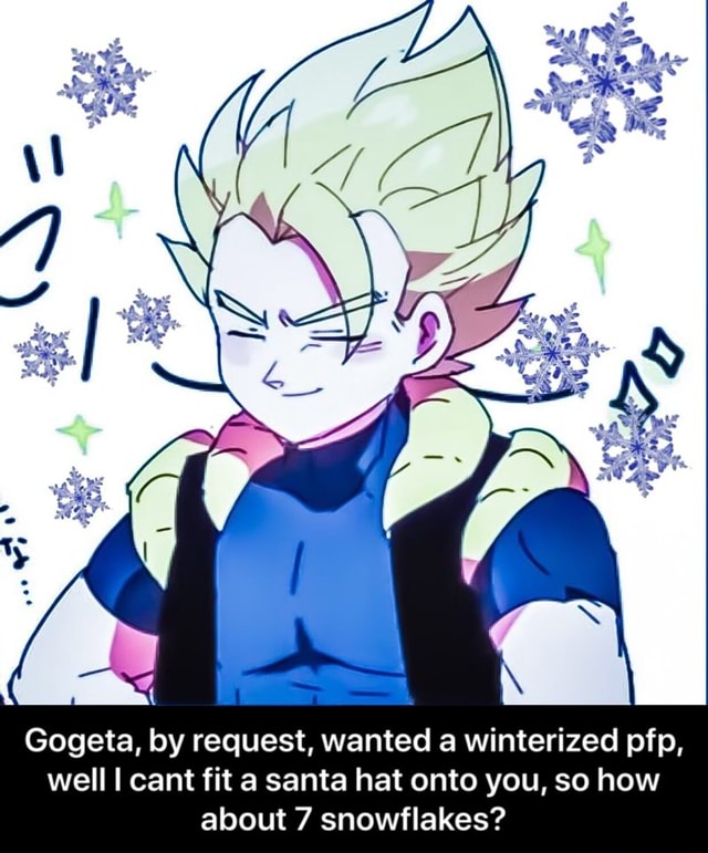 Gogeta, by request, wanted a winterized pfp, well I cant fit a santa ...