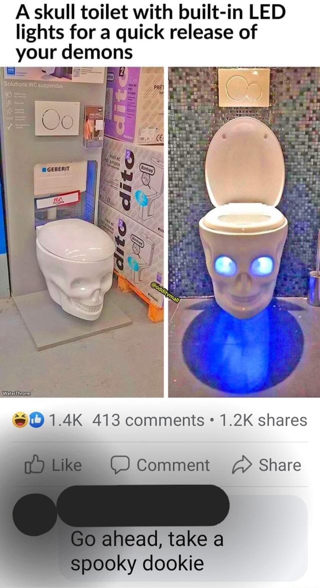 Skull toilet with built-in LED lights for a quick release of your ...