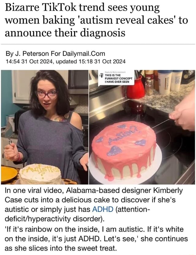 Bizarre TikTok trend sees young women baking 'autism reveal cakes' to ...