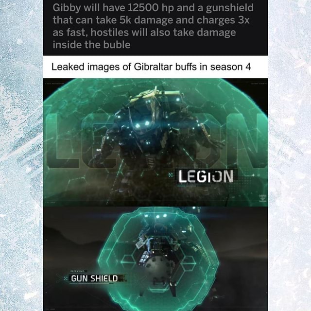 Leaked images of Gibraltar buffs in season 4 GUN SHIELD - iFunny