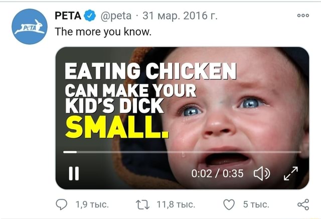 PETA@ @peta - 31 map. 2016 r. The more you know. EATING CHICKEN CAN ...