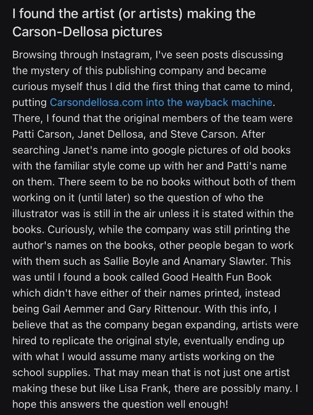 I found the artist (or artists) making the Carson-Dellosa pictures ...