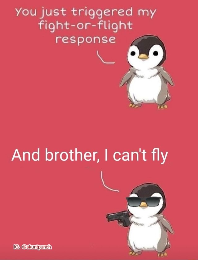 You just triggered my fight-or-flight response AS And brother, I can't ...