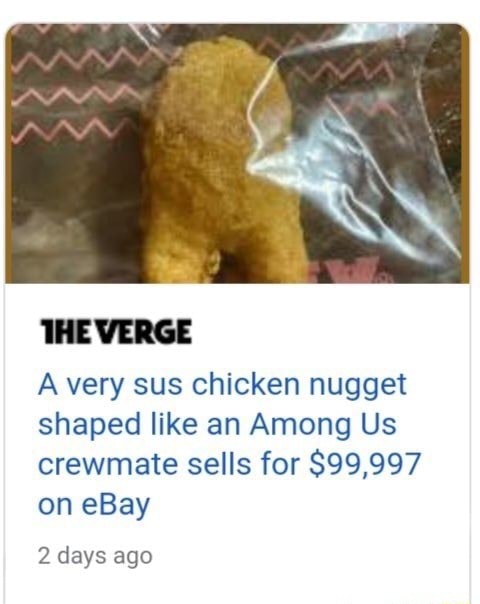 Hey is cropping memes bad? - A very sus chicken nugget shaped like an ...