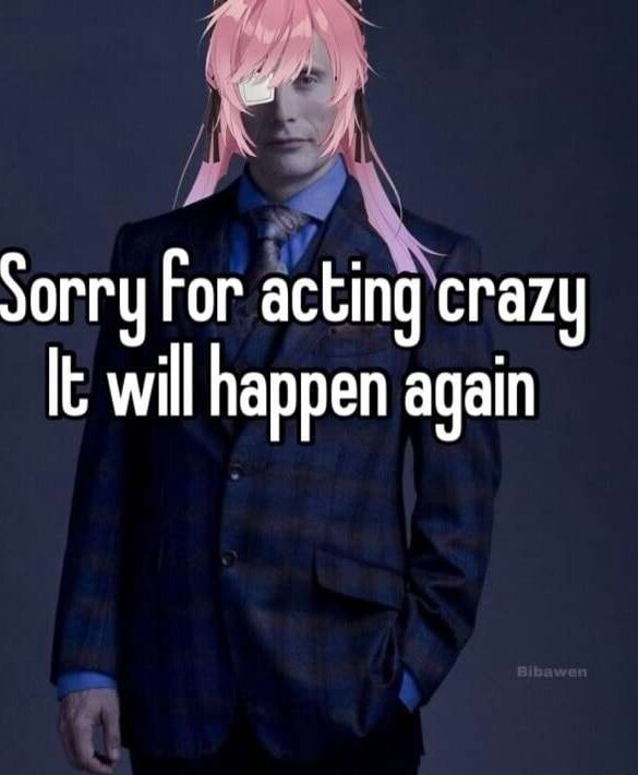 Sorry For acting crazy It will happen again - iFunny