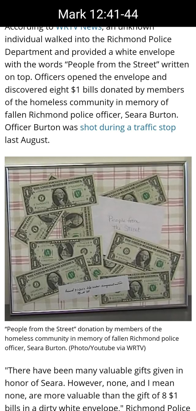 Mark individual walked into the Richmond Police Department and provided ...