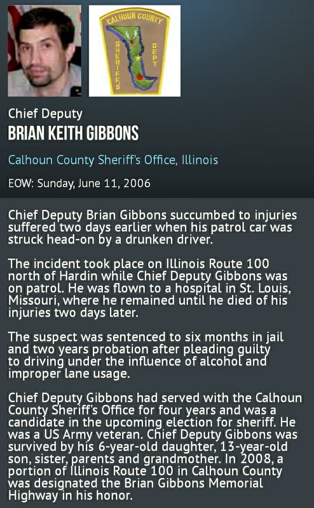 Chief Deputy BRIAN KEITH GIBBONS Calhoun County Sheriff's Office ...
