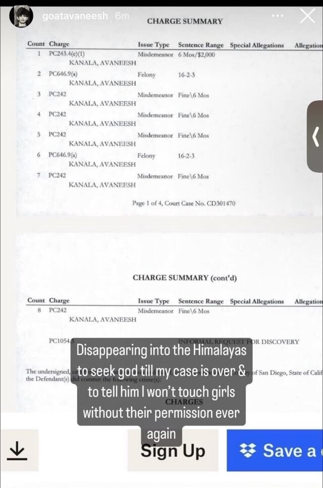 CHARGE SUMMARY Count Charge Issue Type _Sentence Range Special Allegations _Allegat KANALA ...