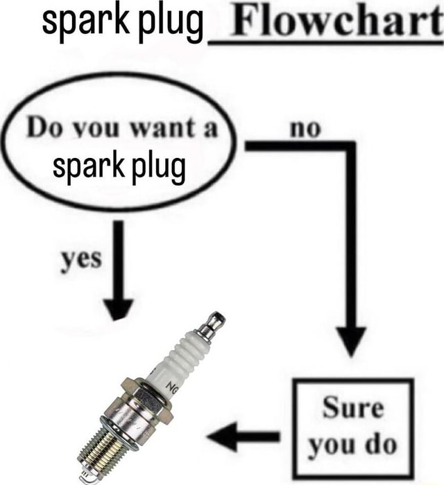 Spark plug_ Flowchart Do you want an spark plug no Sure you do - iFunny