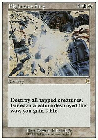Destroy all tapped Creatures. For each creature destroyed mis way, you ...