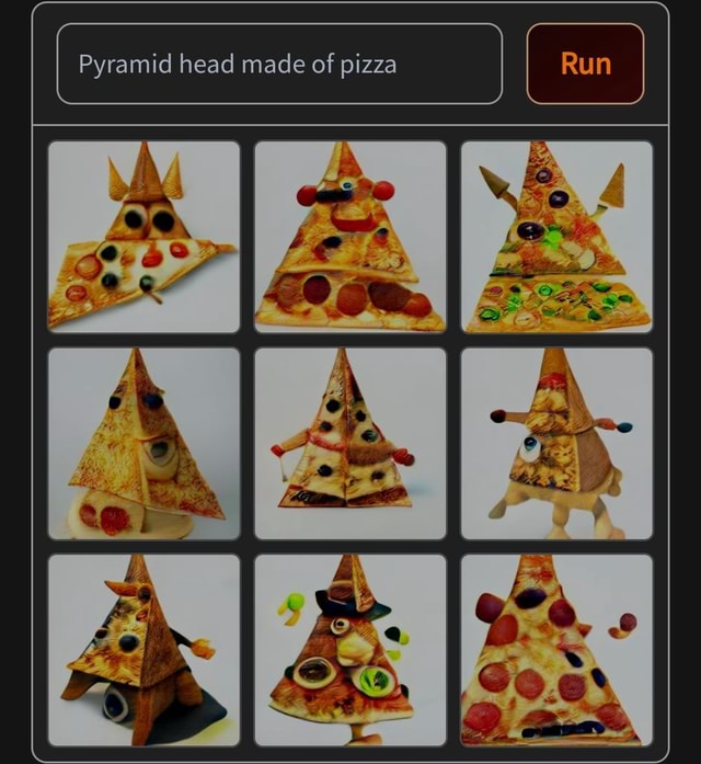 Pyramid head made of pizza om - iFunny