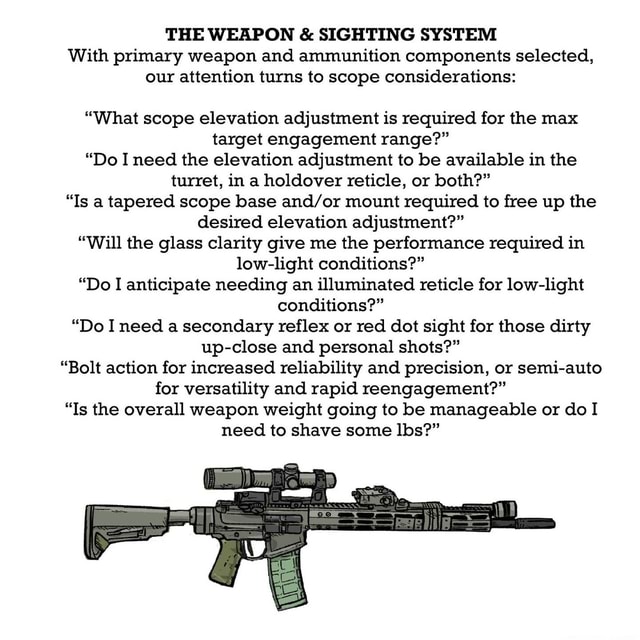 THE WEAPON & SIGHTING SYSTEM With primary weapon and ammunition ...